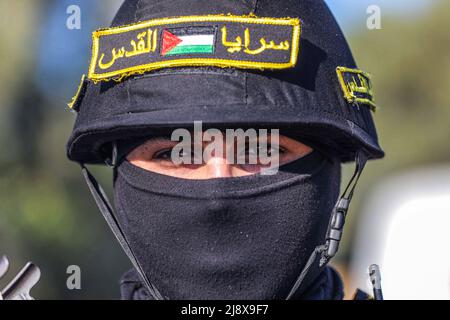 A Palestinian fighter of Al-Quds brigades, the military wing of ...