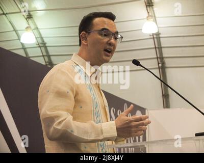 Senator Alan Peter Cayetano delivers a speech during a media press ...