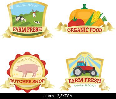 rural label, farm cow and tractor Stock Vector Image & Art - Alamy
