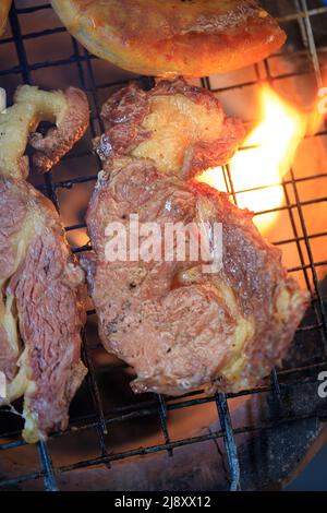 Dry beef meat over wooden Stock Photo - Alamy