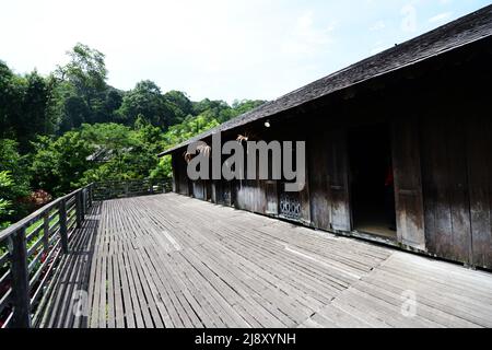 Traditional Iban long house at the cultural village near Kuching ...