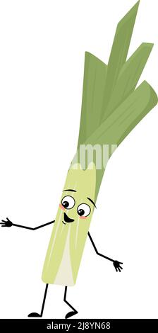 Vector illustration of a funny leek in cartoon style Stock Vector Image ...