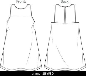 Vector a shape fashion dress CAD, woman' summer dress technical drawing ...