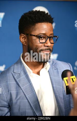 Nate Burleson attends the Paramount Upfront 2002 Post Party blue carpet ...
