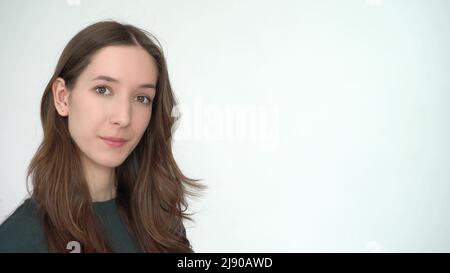 The girl nods in agreement, gives a positive answer with a satisfied ...