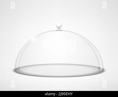 Vector Glass transparent half-sphere lid with handle on white ...