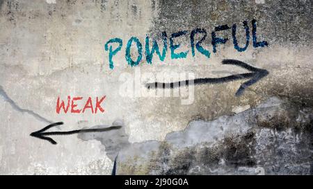 Street Sign the Direction Way to Powerful versus Weak Stock Photo - Alamy