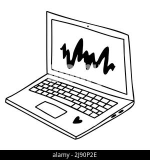 Illustration of laptop in cartoon style. Cute funny character Stock ...