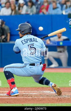 Toronto Blue Jays' Santiago Espinal celebrates after scoring in the ...