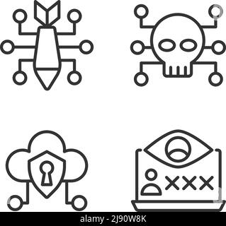 Malicious online activity pixel perfect gradient linear vector icons ...