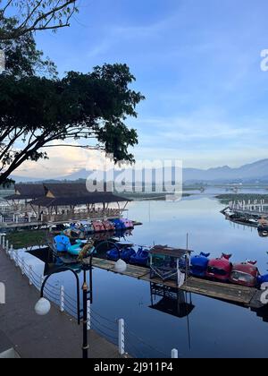 Aerial view of Situ Bagendit is a famous tourist spot in Garut with ...