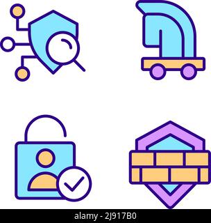 Online security measures pixel perfect linear icons set Stock Vector ...