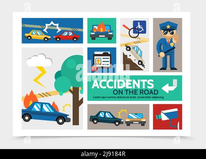 Car accident. Infographic crash template. Vector illustration ...
