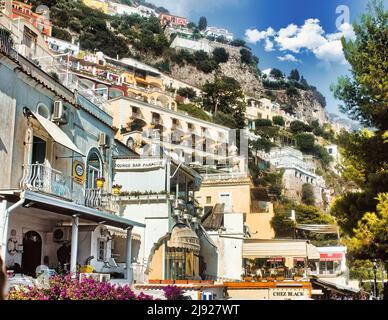 The beautiful tourist town of Positano, one of the most beautiful ...