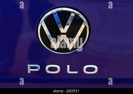 Polo badge, logo, emblem (Volkswagen Polo subcompact car Stock Photo ...