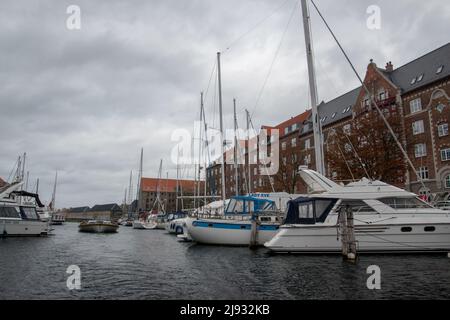 Sailboats moored next to Christianhavn, Copenhagen, Denmark Stock Photo ...