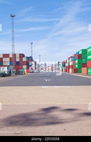 Dockside container yard at the Port of Felixstowe, Suffolk, UK Stock ...
