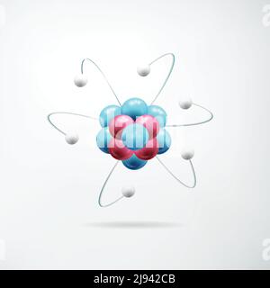 Scientific realistic abstract concept with colorful model of atom on ...