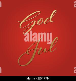 God Jul in gold foil on a red background, vector illustration Stock ...