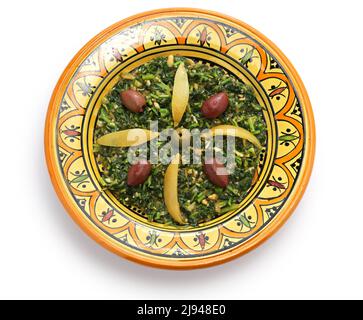 Moroccan mallow salad; the leaves are chopped, steamed and then sauteed ...