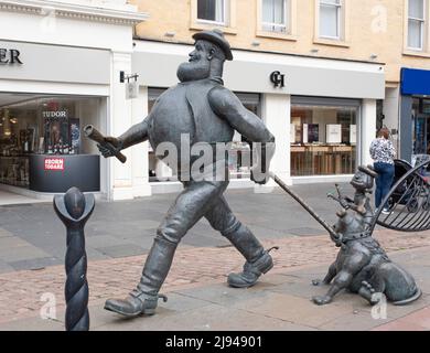 Statue of Desperate Dan and his dog Dawg, characters in the children's ...