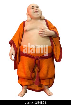 3D rendering of a Budai, a magical being from Asian folklore, isolated ...