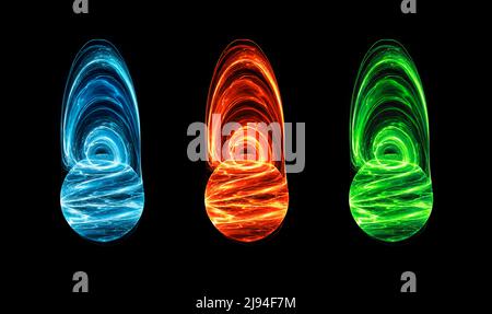 Blue glowing antimatter plasma ball, computer generated abstract ...