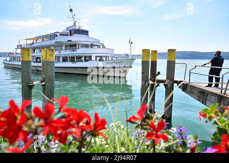 Passenger ship "Stuttgart" docks in Überlingen on Lake Constance Stock ...
