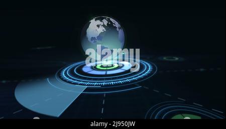Digitally generated circular patterns and planet earth Stock Photo - Alamy