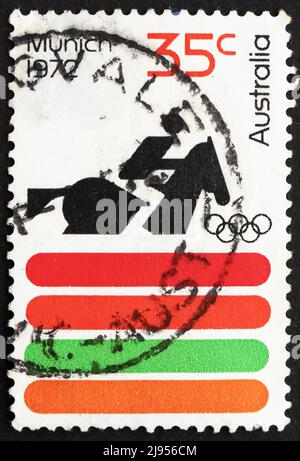 AUSTRALIA - CIRCA 1972: a stamp printed in the Australia shows Combine ...