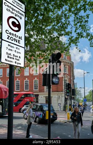 Notice about congestion charging in the central zone of London, England ...