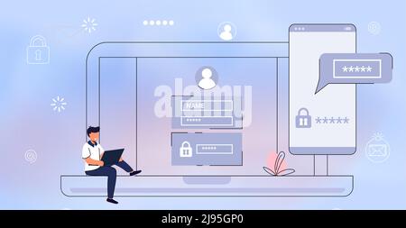 Two steps authentication. Verification push code message on smartphone. Notice with code for ...