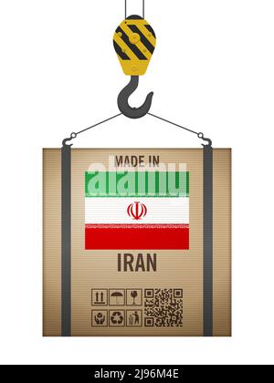 Cardboard box Iran in cargo container on a white background. Vector ...