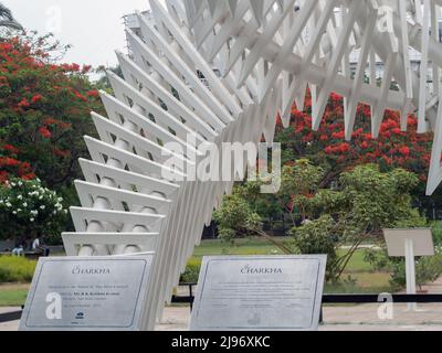05 20 2022 Charkha Sculpture made in tubular hollow sections at Cross ...