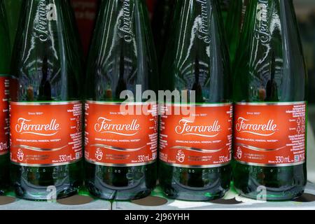 Ferrarelle sparkling natural mineral water with logo. Italian brand 750 ...