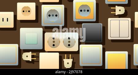 Sockets and switches. Electrical appliances for home network. Spare ...