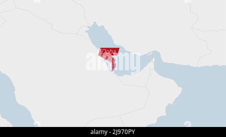 Map with highlighted Qatar map and flag Stock Vector Image & Art - Alamy