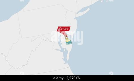 Map of Delaware with pin of country capital. Delaware Map with ...