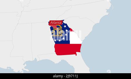Georgia map with pin of country capital. Two types of Georgia map with ...