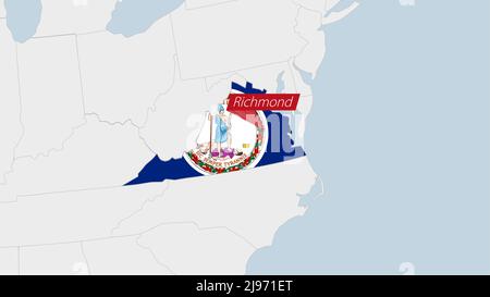 Virginia map with pin of country capital. Two types of Virginia map ...