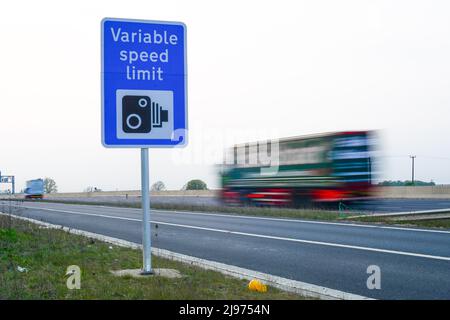 Speed limit sign on A14 Stock Photo - Alamy