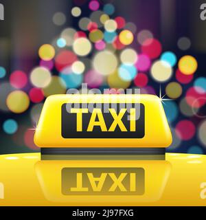 Vector 3d Realistic Taxi Car Roof Sign Icon Set Closeup Isolated ...