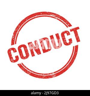 CONDUCT text written on red grungy zig zag borders round stamp Stock ...