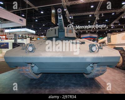 A Marder armored personnel carrier is on display during a presentation ...