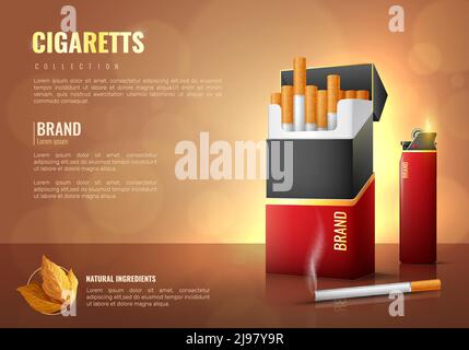 Tobacco industry poster template layout. Smoking equipment, products ...