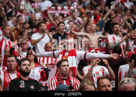 A Sunderland fan celebrates winning promotion Stock Photo - Alamy