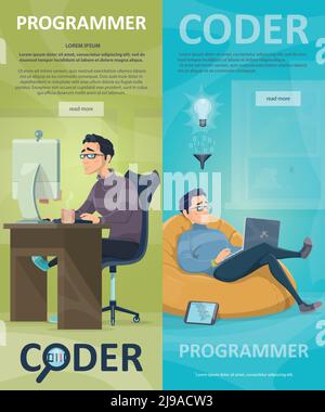 Programming vertical banners set with design and app development ...