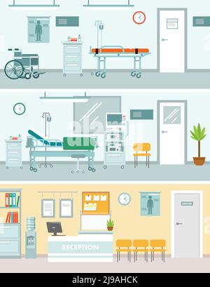 Cartoon hospital room. Medical interiors, doctor office and surgery ...