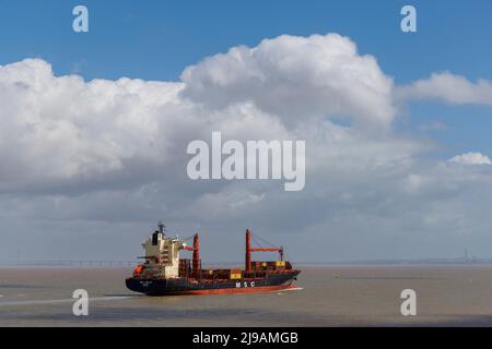 Container ship MSC Emily heading to Portbury docks Stock Photo - Alamy