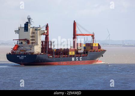 Container ship MSC Emily heading to Portbury docks Stock Photo - Alamy